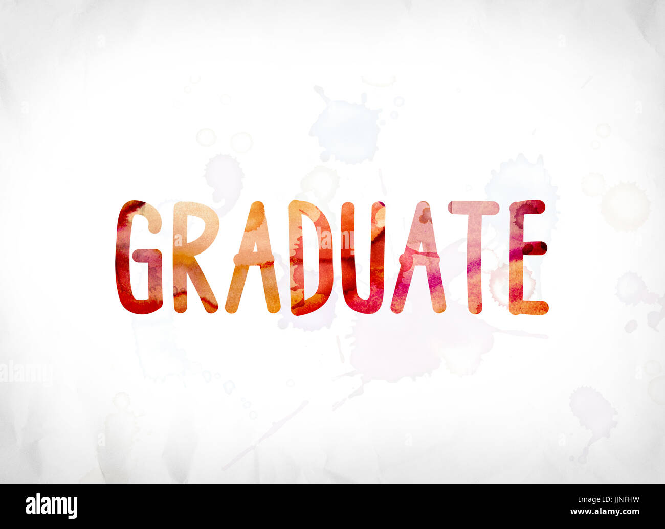 The word Graduate concept and theme painted in colorful watercolors on ...