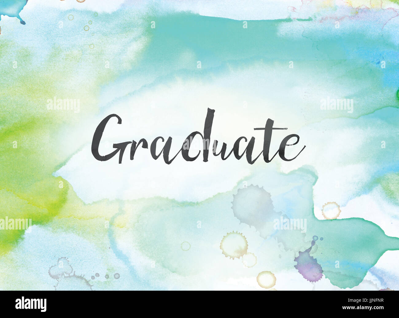 The word Graduate concept and theme written in black ink on a colorful ...