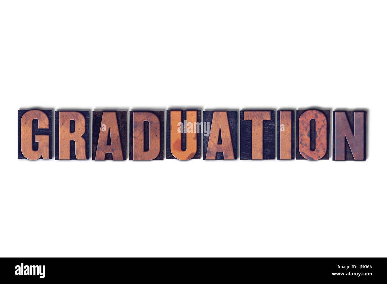 The word Graduation concept and theme written in vintage wooden ...