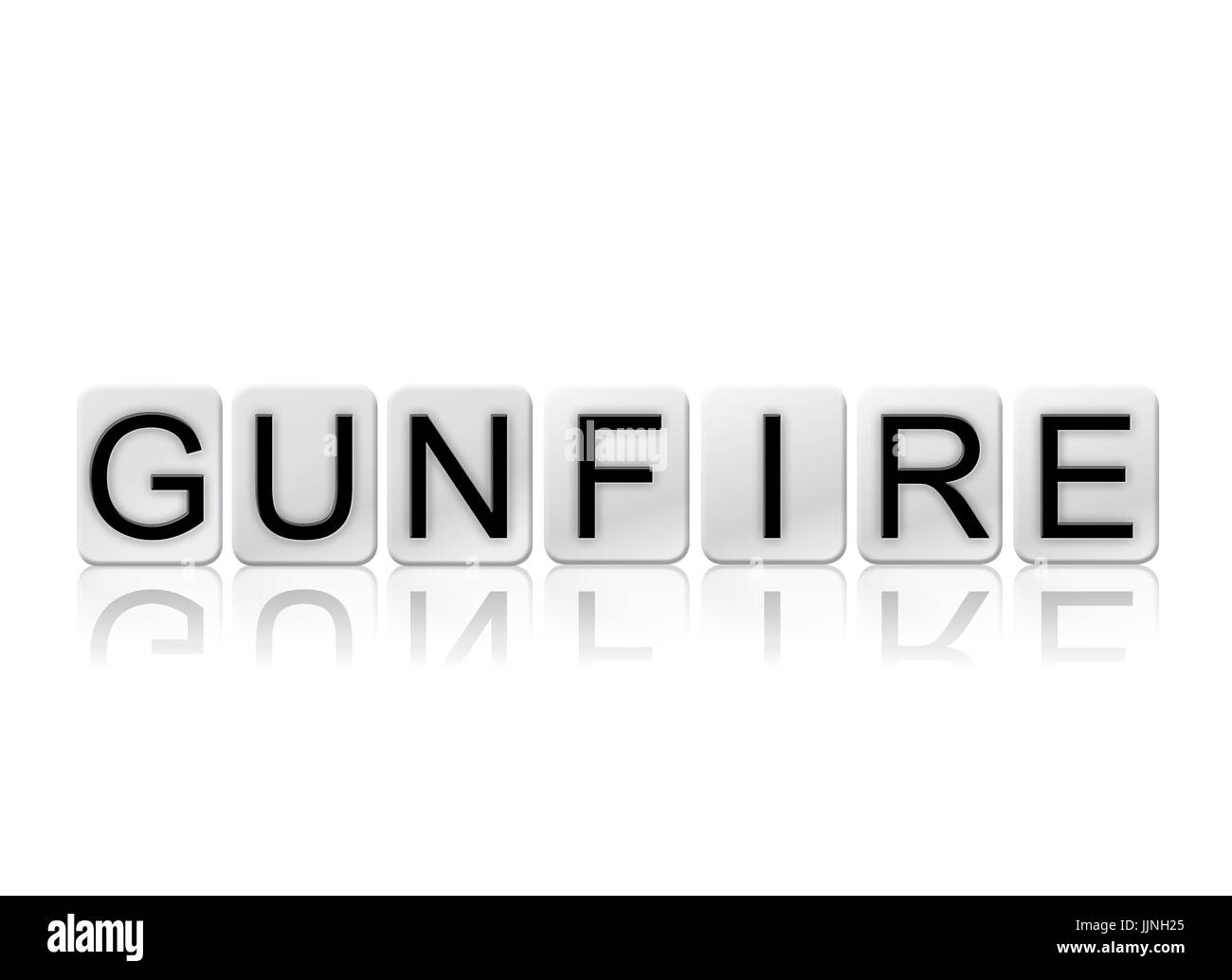 The word Gunfire concept and theme written in white tiles and isolated ...