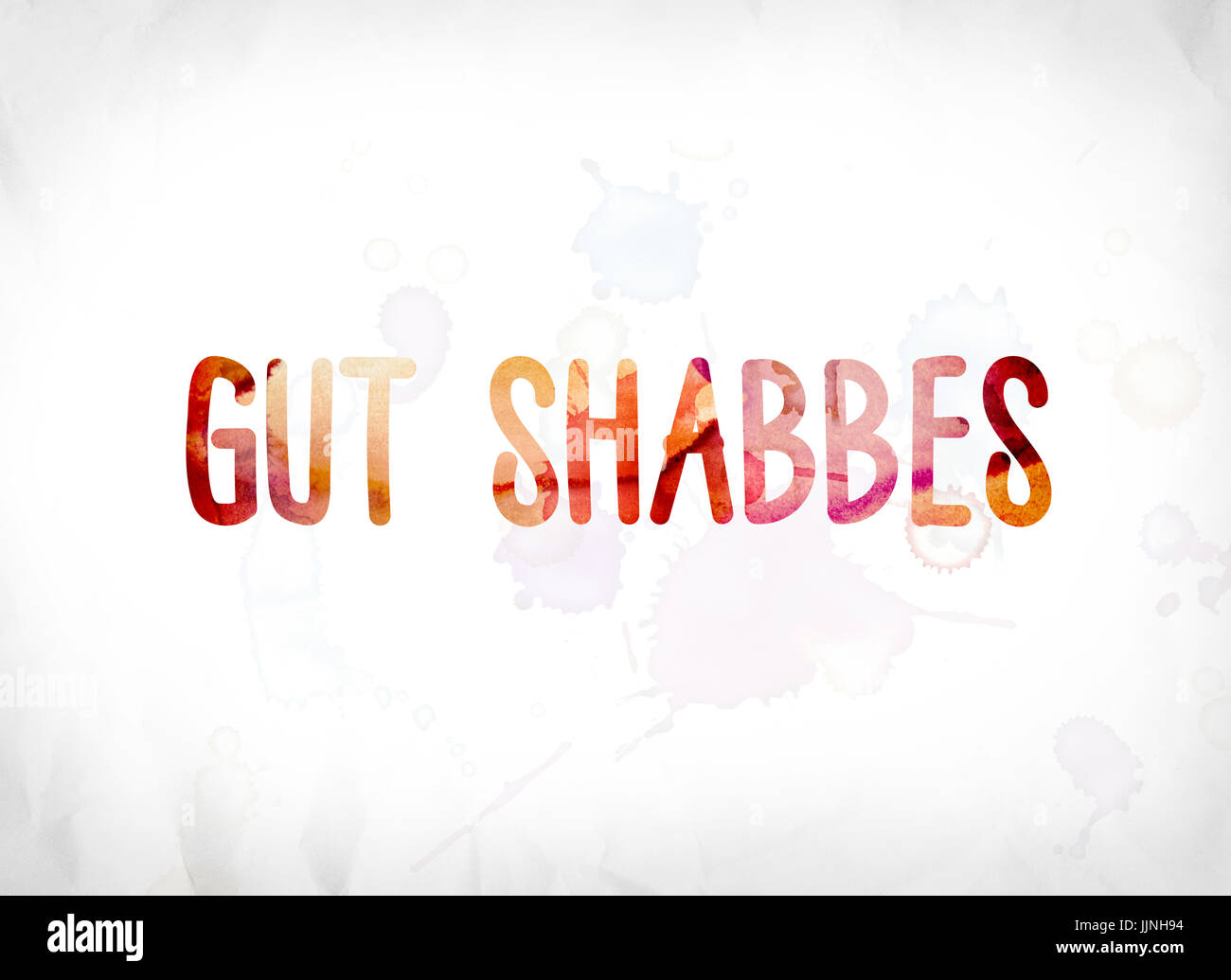 The word Gut Shabbes concept and theme painted in colorful watercolors ...
