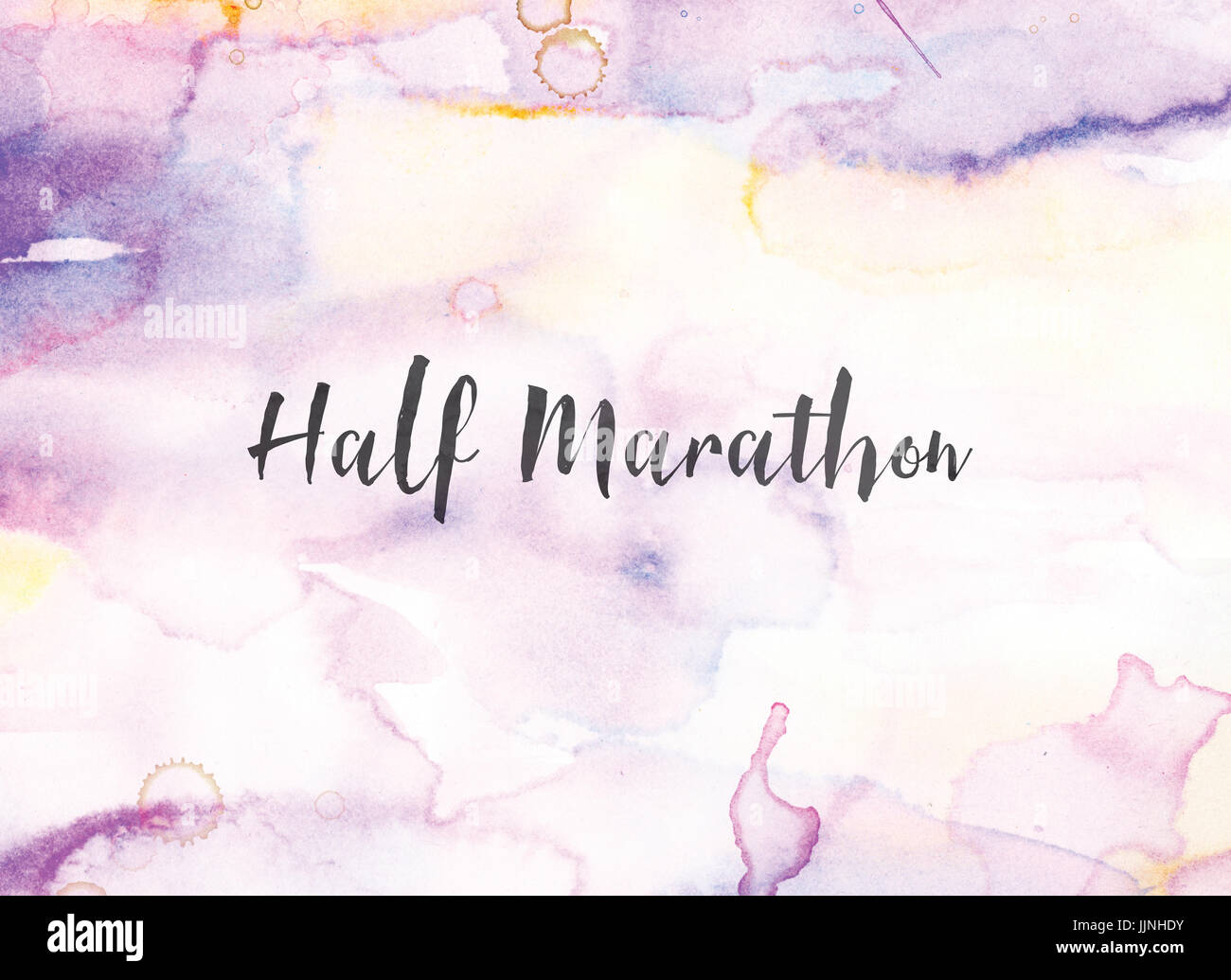 The words Half Marathon concept and theme written in black ink on a ...