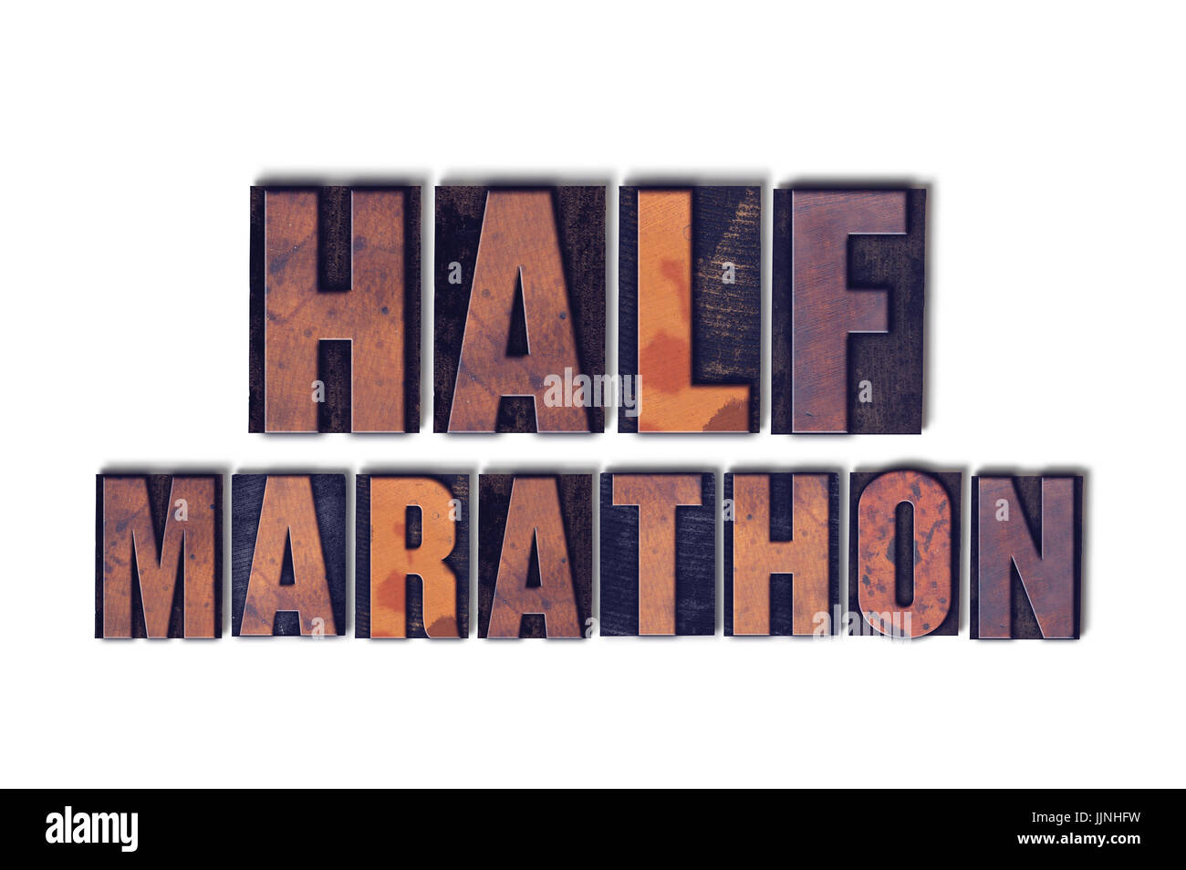The words Half Marathon concept and theme written in vintage wooden ...