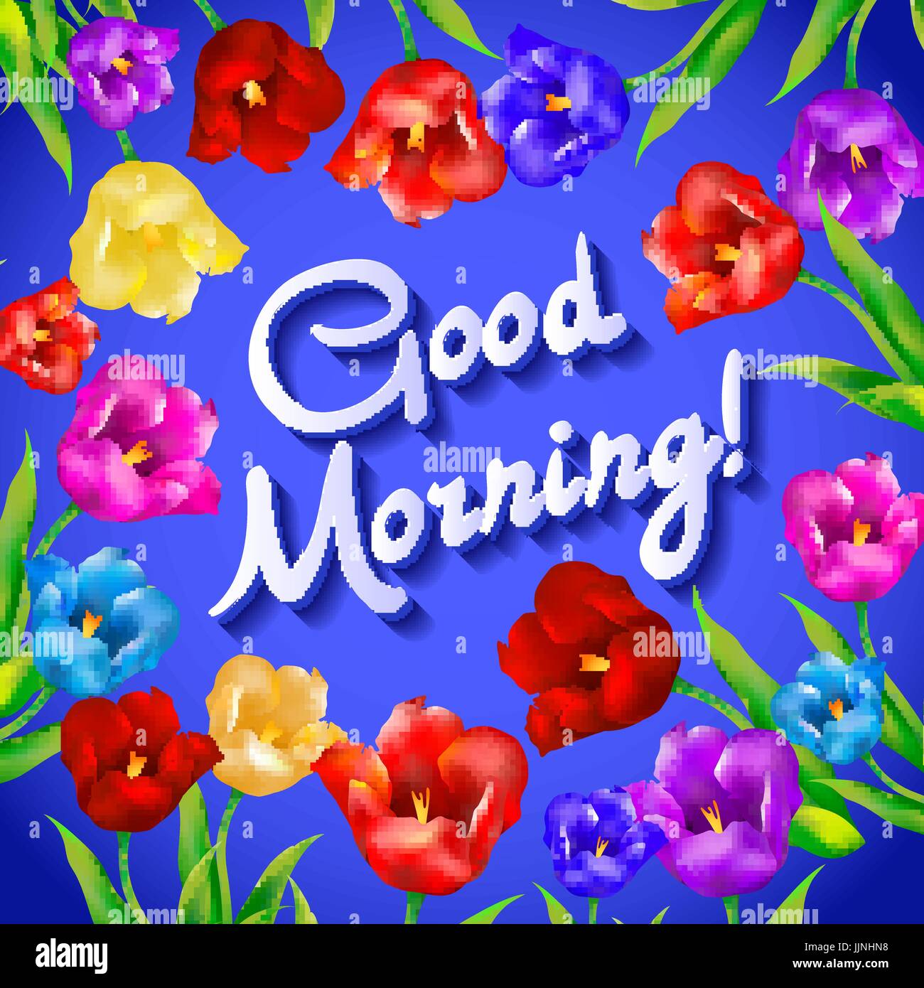Good morning - lovely card with flowers tulip vector art Stock Vector ...