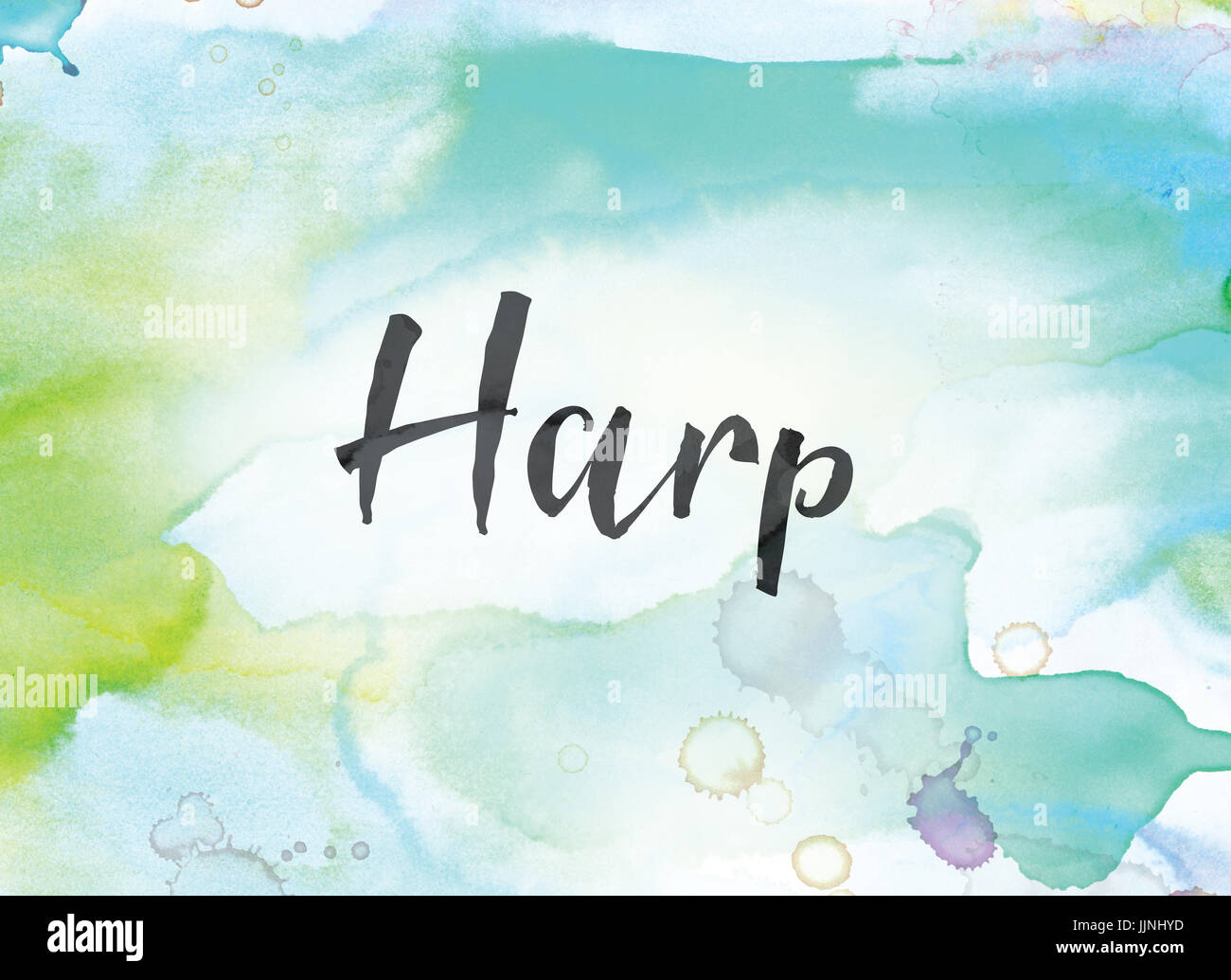 The word Harp concept and theme written in black ink on a colorful ...