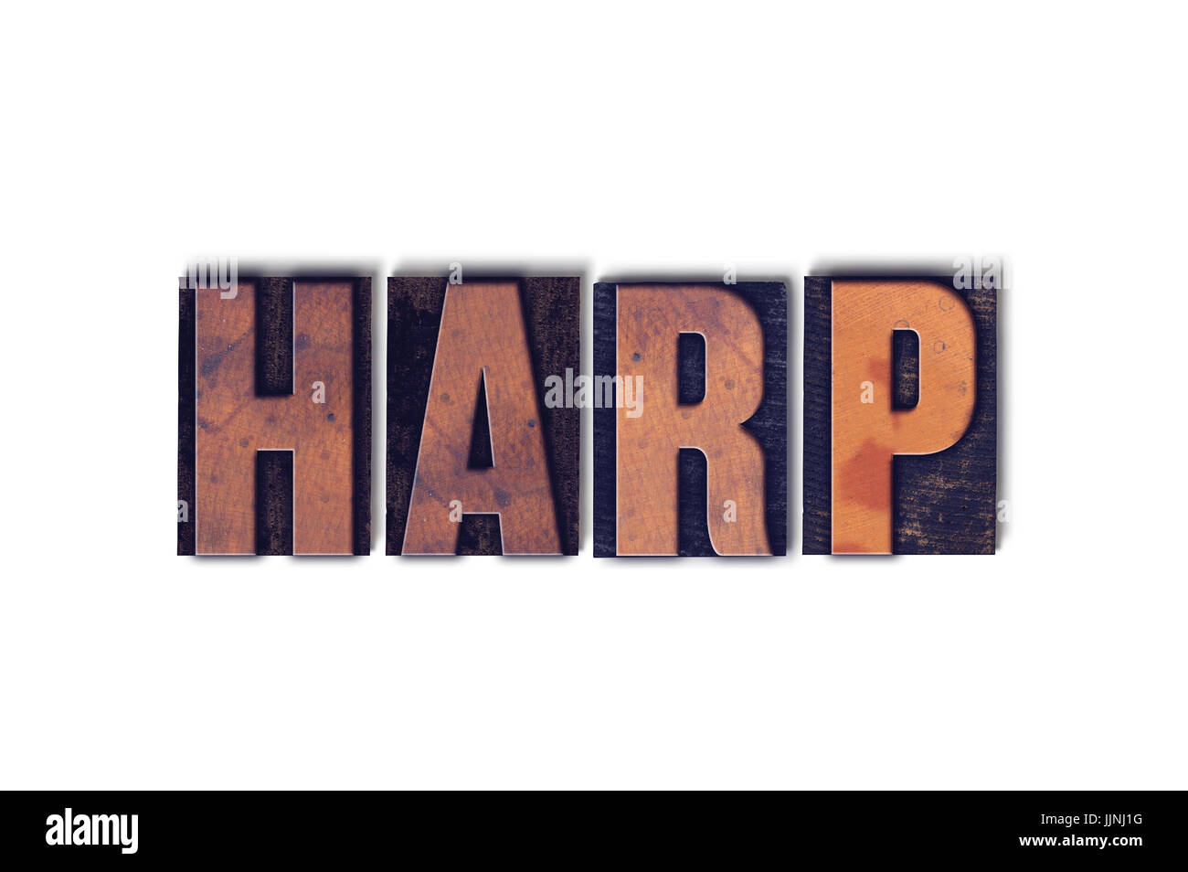 The word Harp concept and theme written in vintage wooden letterpress ...