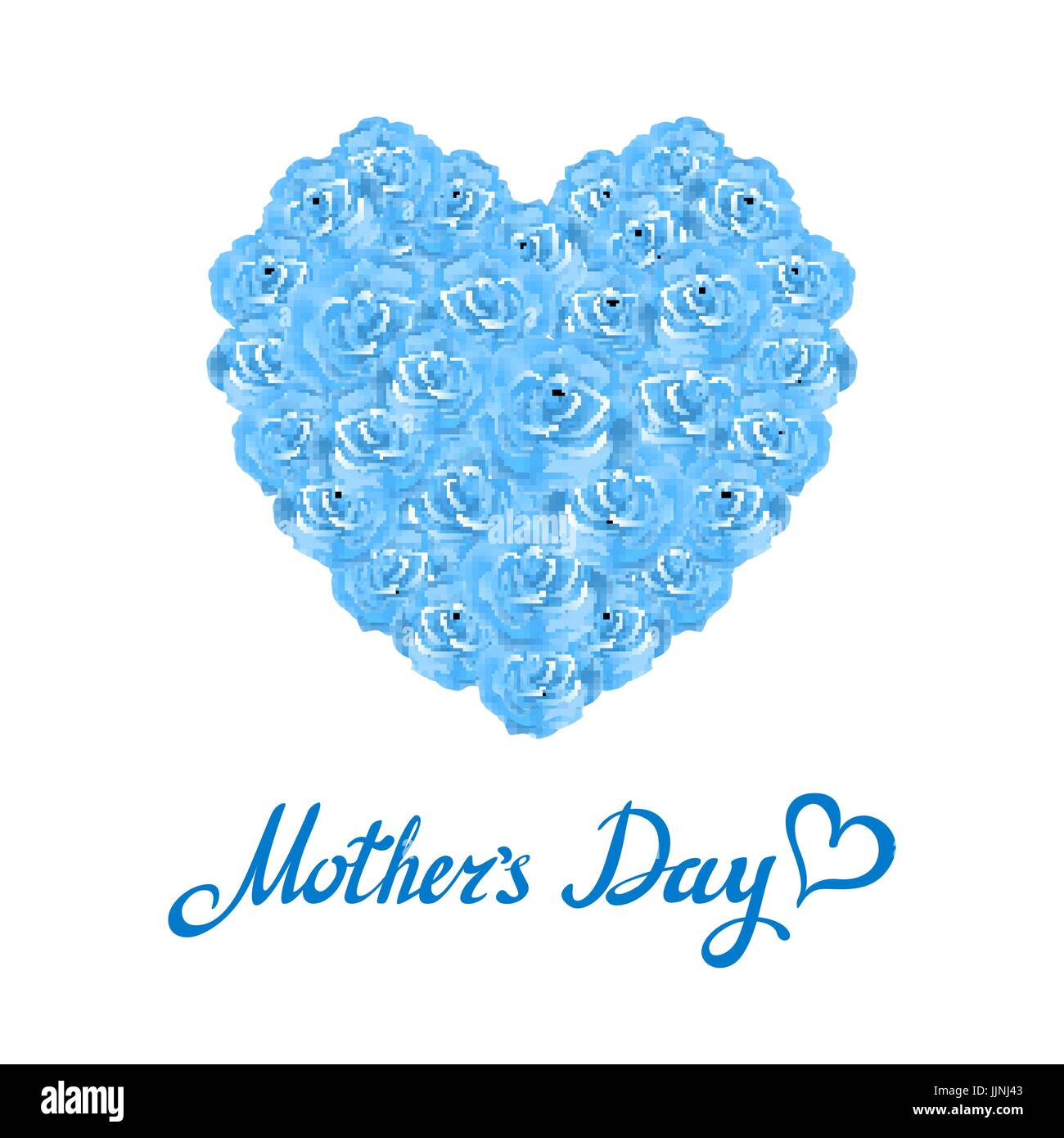 mother Day Heart Made of blue Roses. bouquet of blue roses heart ...