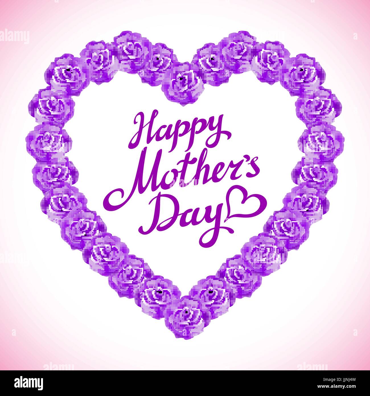 mother Day Heart Made of violet Roses. bouquet of violet roses heart ...