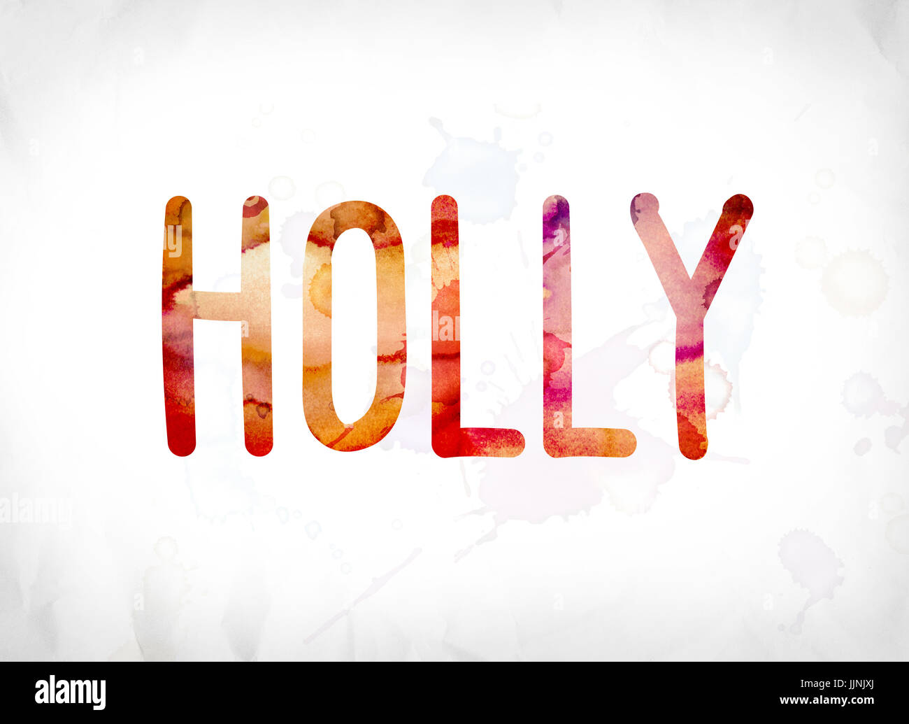 The word Holly concept and theme painted in colorful watercolors on a ...