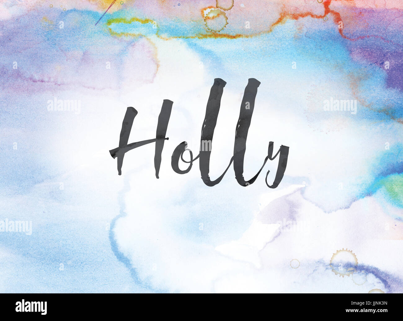 The word Holly concept and theme written in black ink on a colorful ...