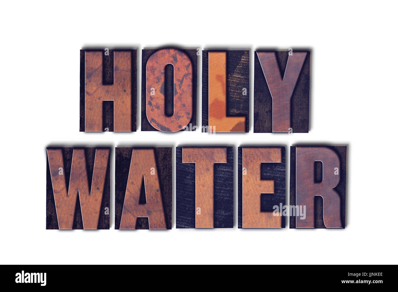 The words Holy Water concept and theme written in vintage wooden ...