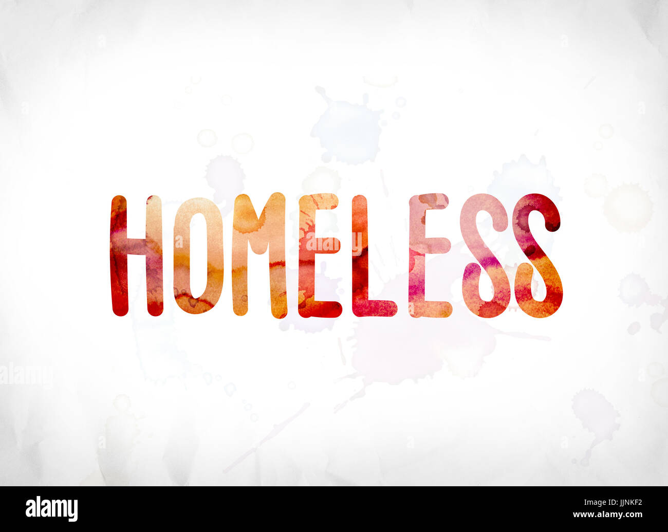 The word Homeless concept and theme painted in colorful watercolors on ...