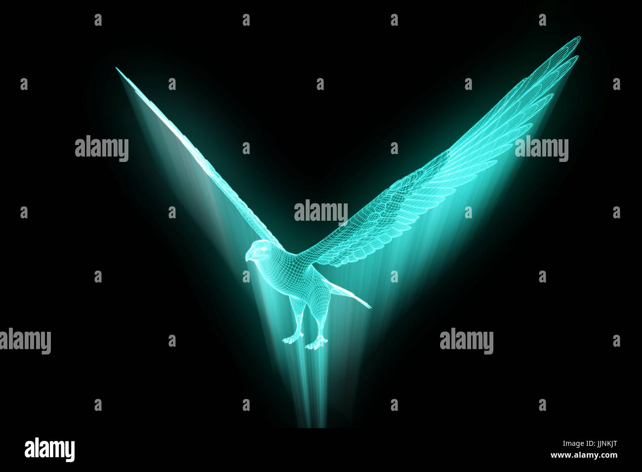 Eagle in Hologram Wireframe Style. Nice 3D Rendering Stock Photo - Alamy