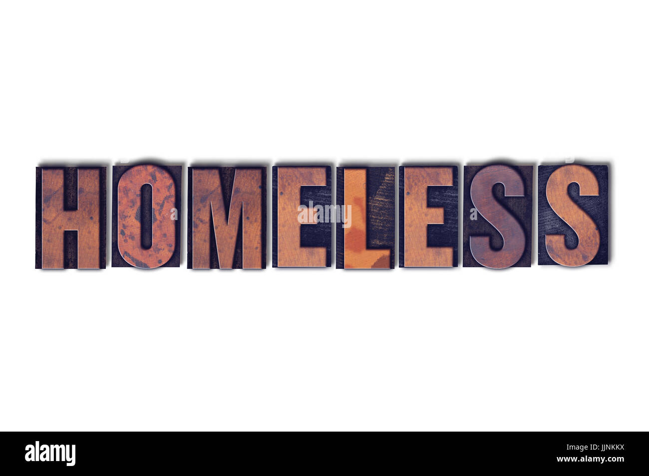 The word Homeless concept and theme written in vintage wooden ...