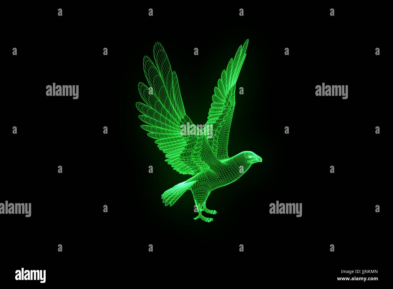 Eagle in Hologram Wireframe Style. Nice 3D Rendering Stock Photo - Alamy