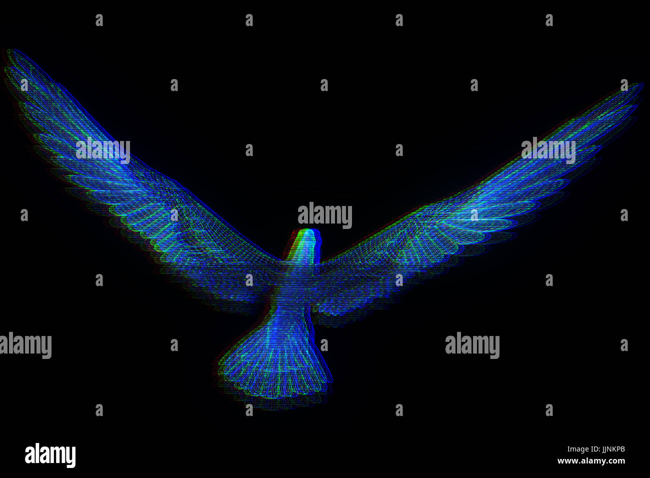 Eagle in Hologram Wireframe Style. Nice 3D Rendering Stock Photo - Alamy