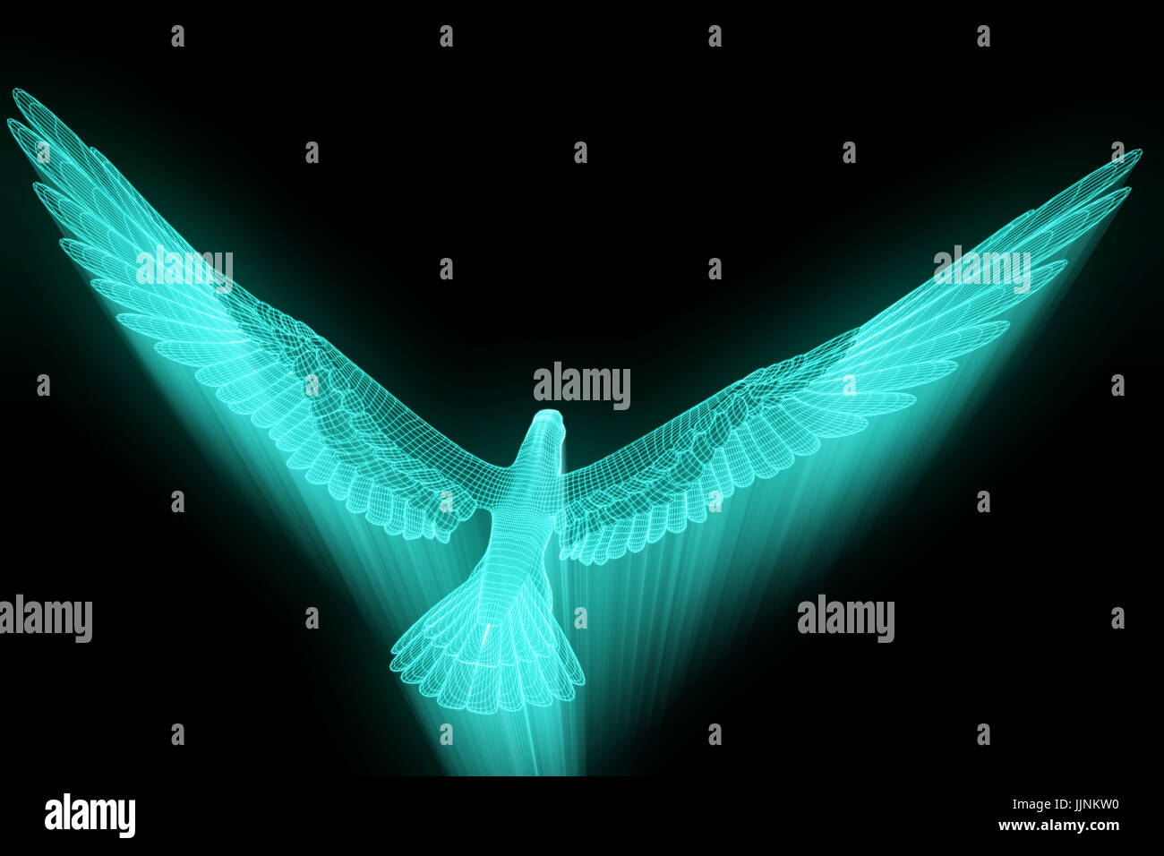 Eagle in Hologram Wireframe Style. Nice 3D Rendering Stock Photo - Alamy