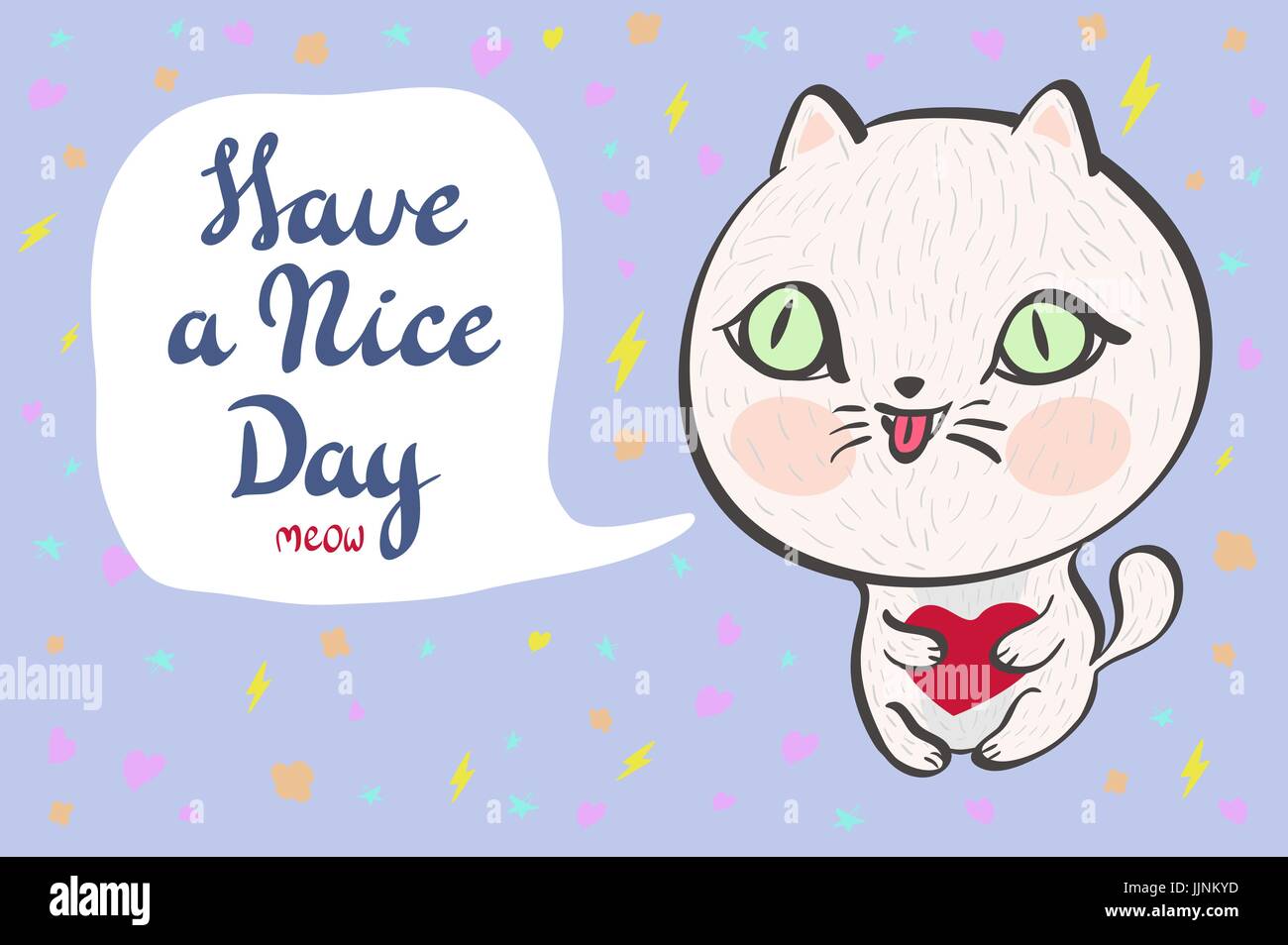 Lovely cute illustration with baby cat. Have a nice day. Vector ...