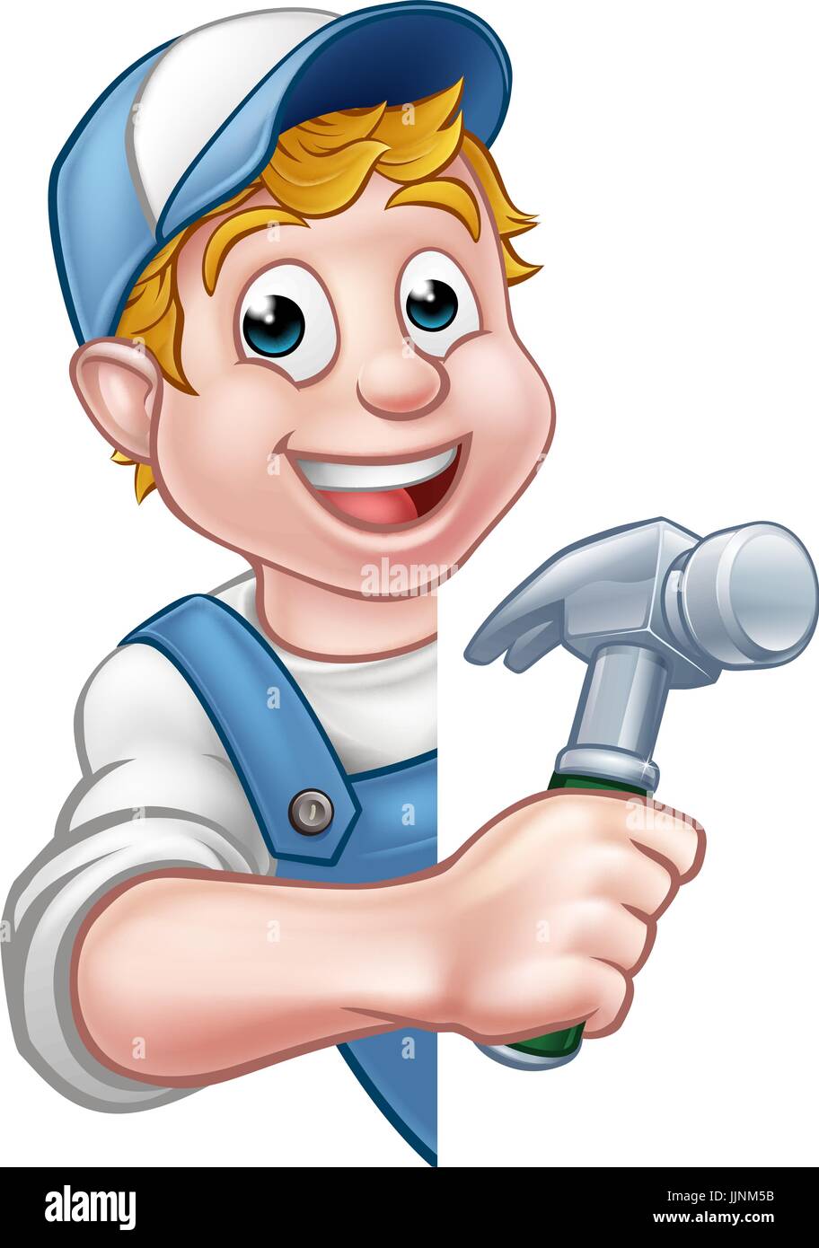 Cartoon carpenter construction guy hammer hi-res stock photography and ...