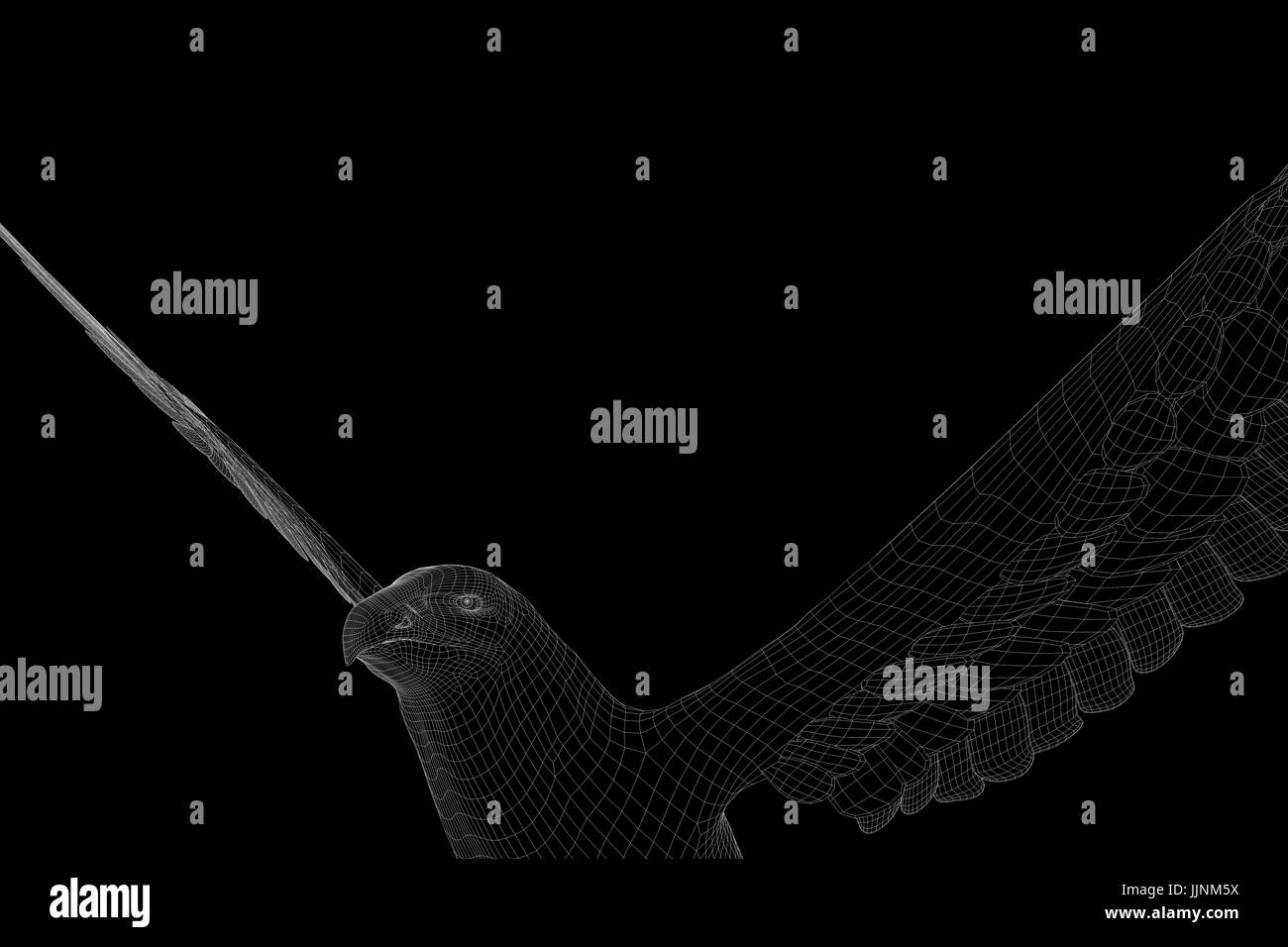 Eagle in Hologram Wireframe Style. Nice 3D Rendering Stock Photo - Alamy