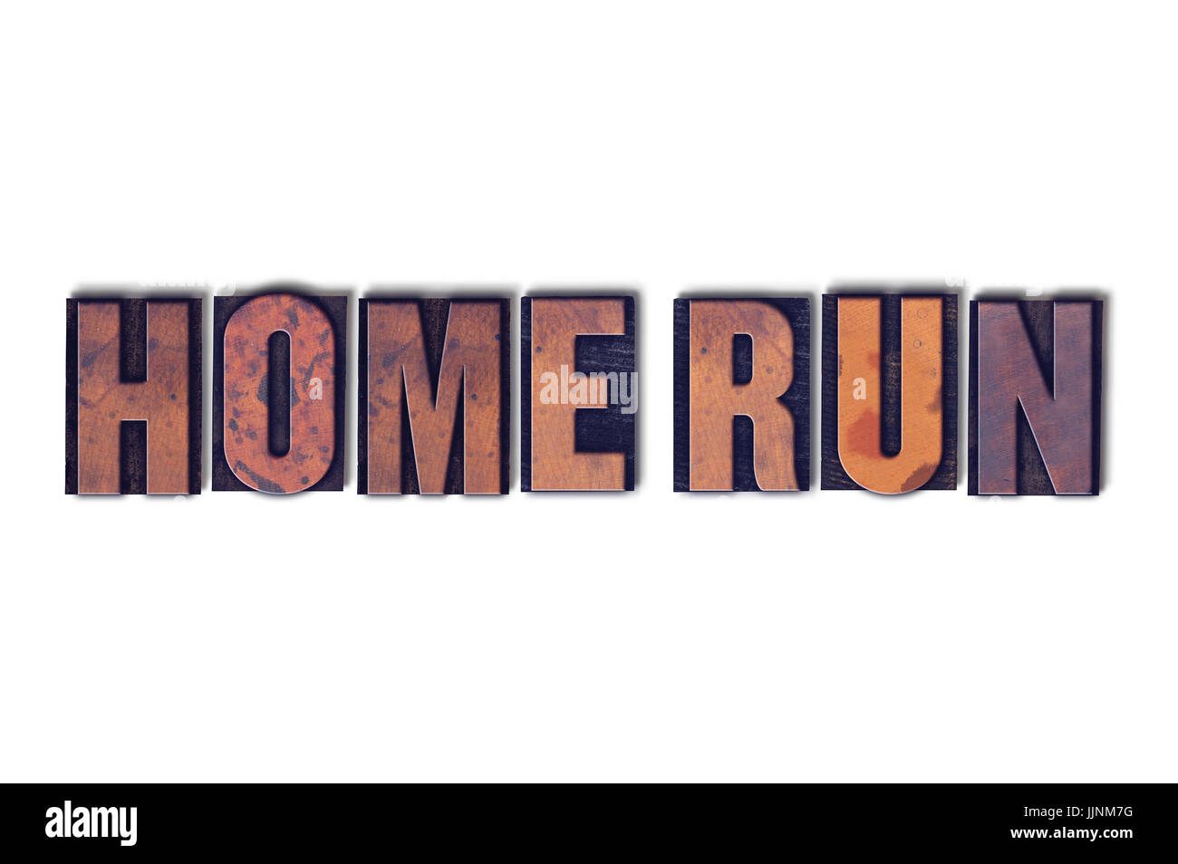 The words Home Run concept and theme written in vintage wooden ...
