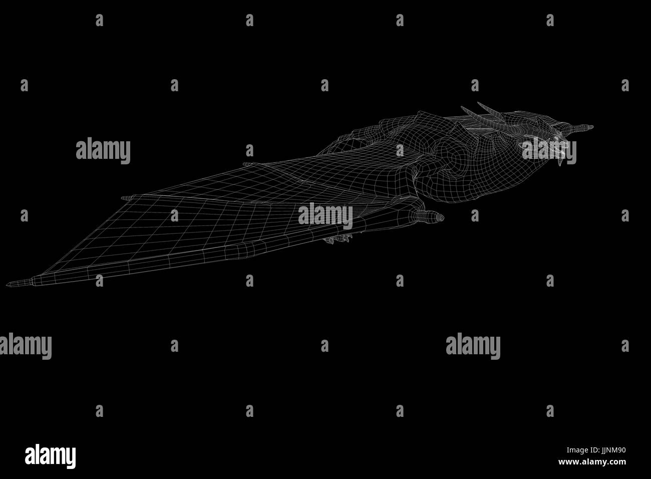 Dragon in Hologram Wireframe Style. Nice 3D Rendering Stock Photo - Alamy