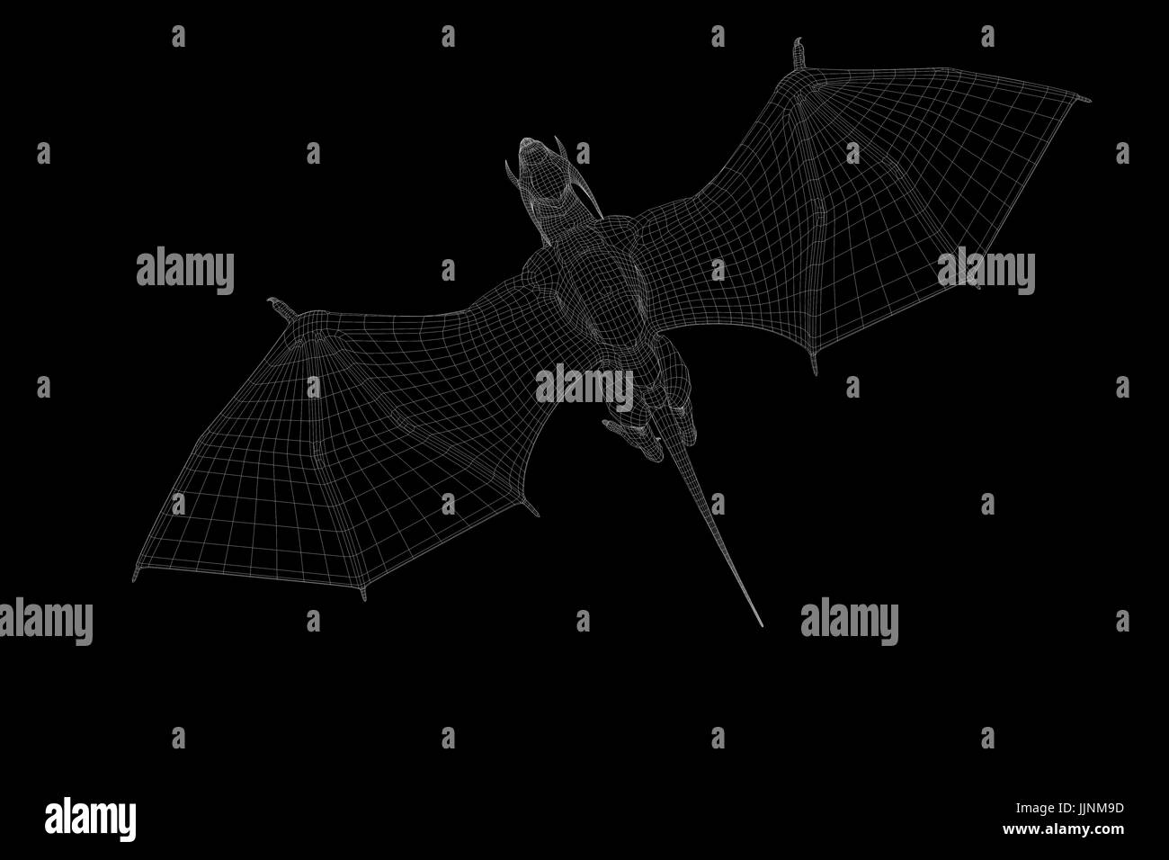 Dragon in Hologram Wireframe Style. Nice 3D Rendering Stock Photo - Alamy