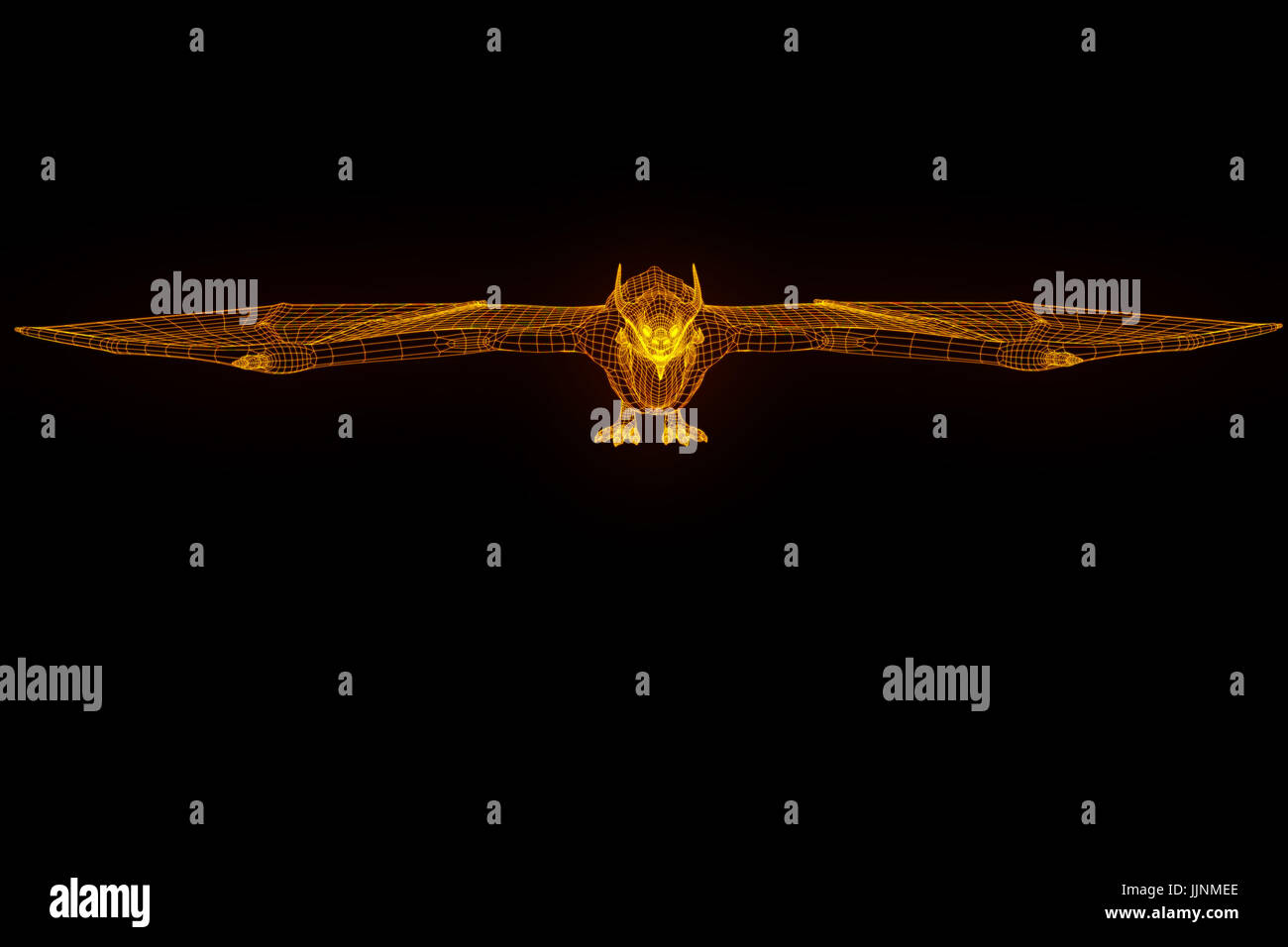 Dragon in Hologram Wireframe Style. Nice 3D Rendering Stock Photo - Alamy