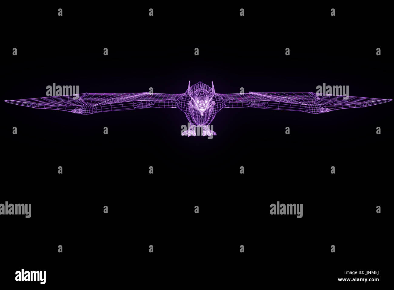 Dragon in Hologram Wireframe Style. Nice 3D Rendering Stock Photo - Alamy