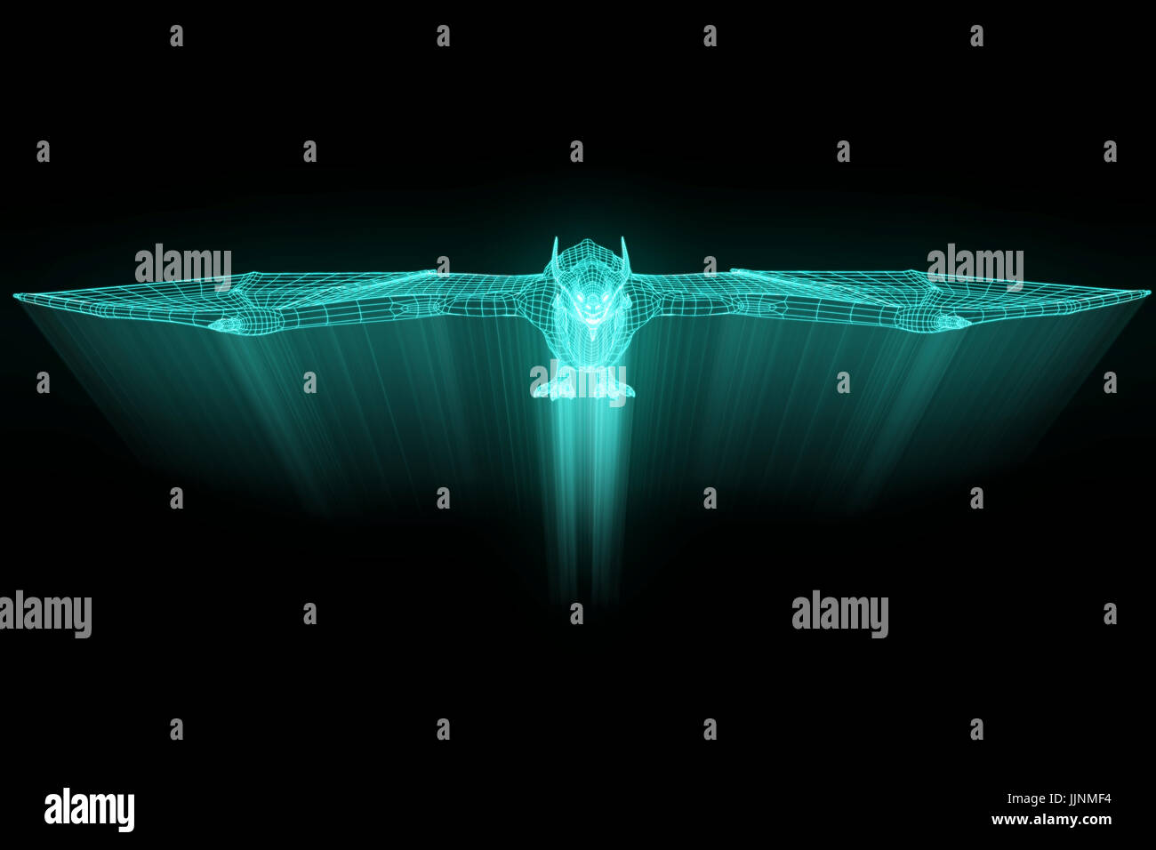 Dragon in Hologram Wireframe Style. Nice 3D Rendering Stock Photo - Alamy