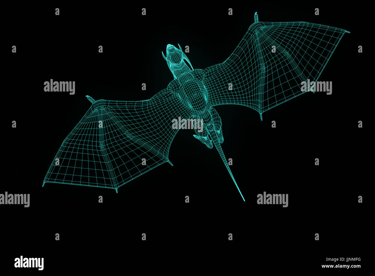 Dragon in Hologram Wireframe Style. Nice 3D Rendering Stock Photo - Alamy