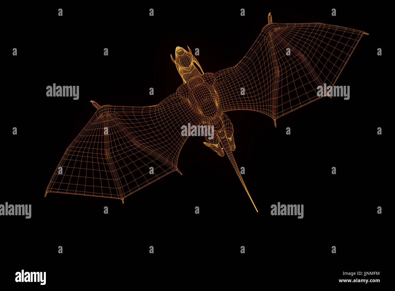 Dragon in Hologram Wireframe Style. Nice 3D Rendering Stock Photo - Alamy