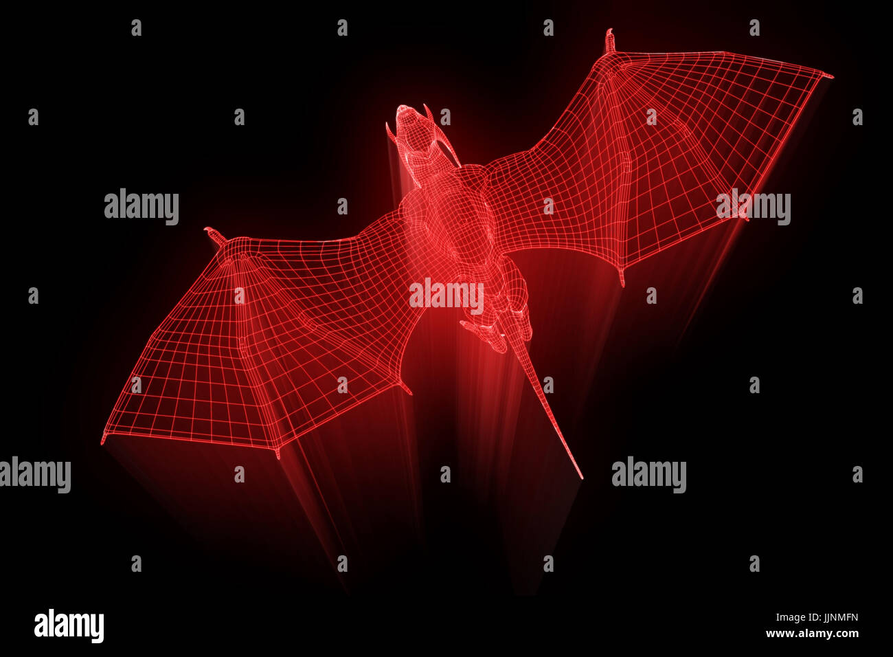 Dragon in Hologram Wireframe Style. Nice 3D Rendering Stock Photo - Alamy