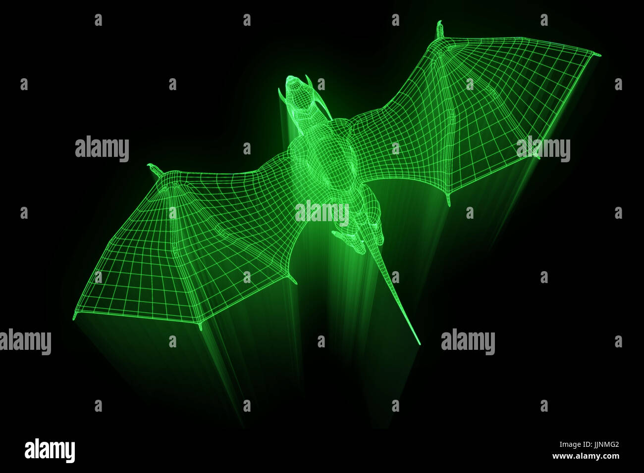 Dragon in Hologram Wireframe Style. Nice 3D Rendering Stock Photo - Alamy