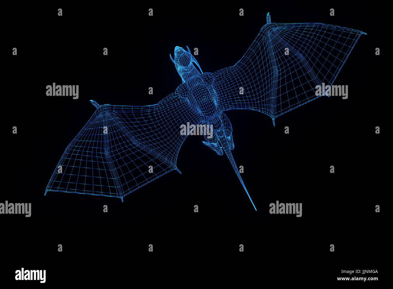 Dragon in Hologram Wireframe Style. Nice 3D Rendering Stock Photo - Alamy