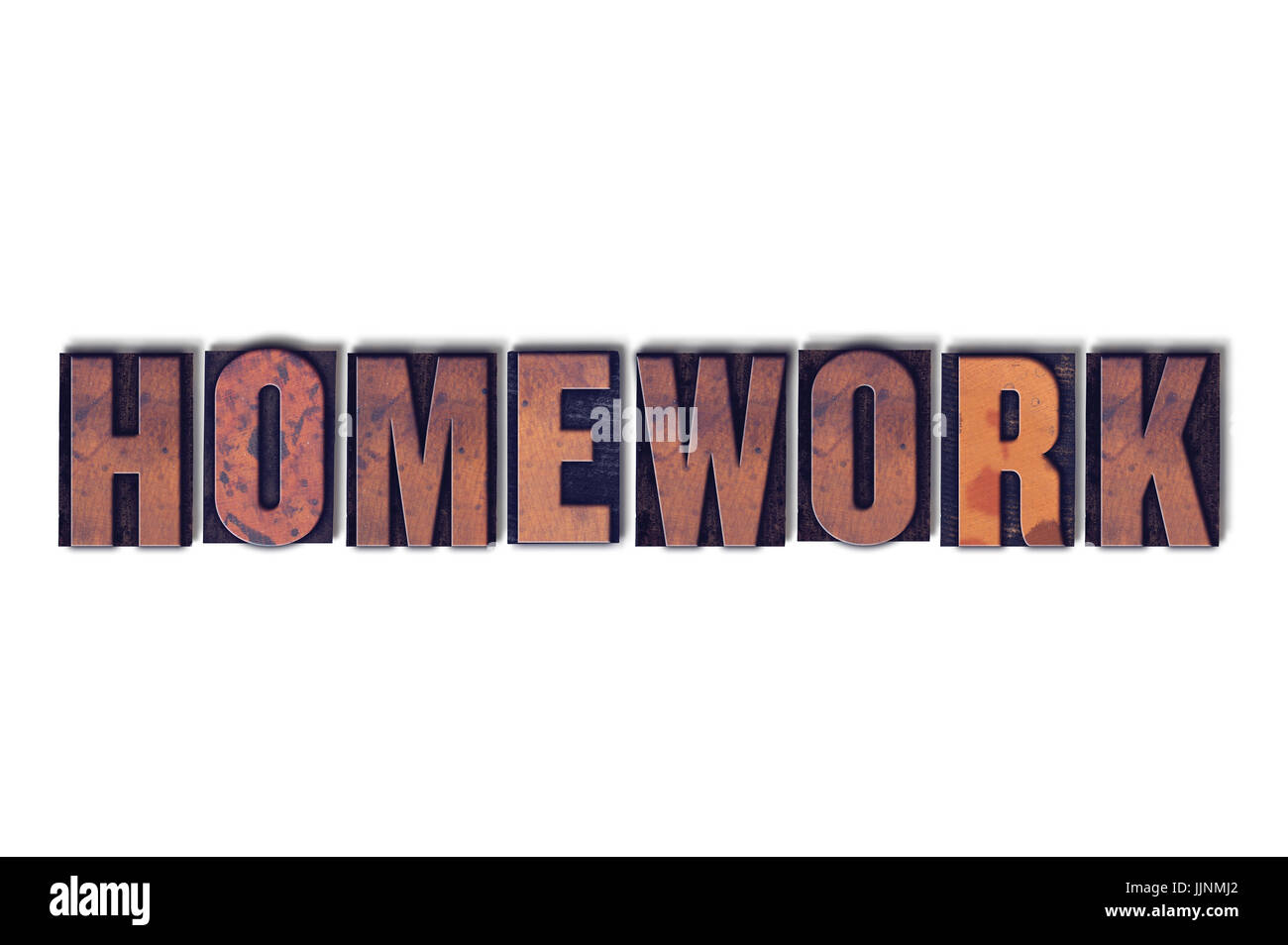 The word Homework concept and theme written in vintage wooden ...