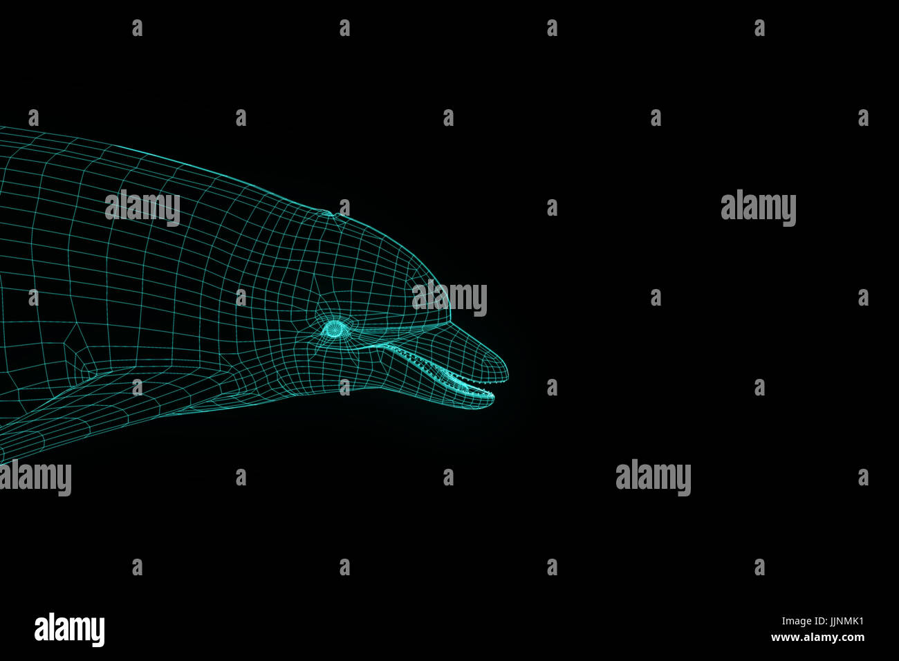 Dolphin in Hologram Wireframe Style. Nice 3D Rendering Stock Photo - Alamy