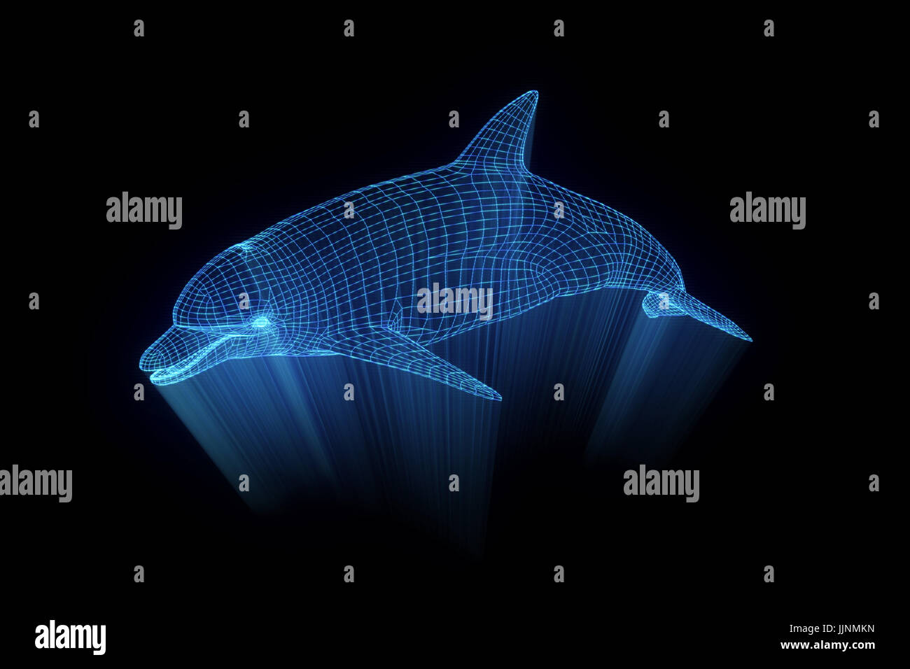 Dolphin in Hologram Wireframe Style. Nice 3D Rendering Stock Photo - Alamy