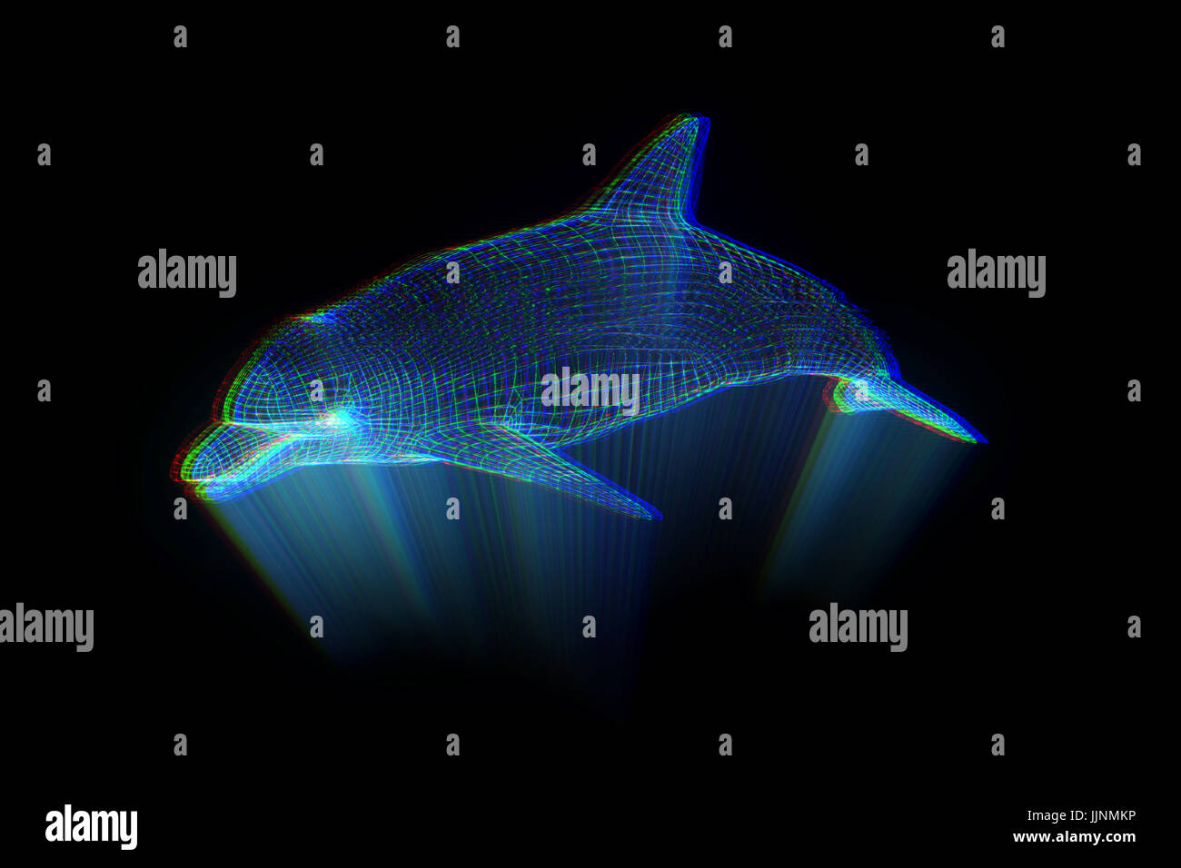 Dolphin in Hologram Wireframe Style. Nice 3D Rendering Stock Photo - Alamy