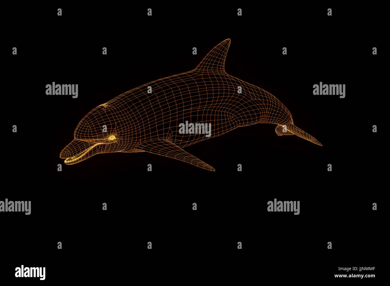 Dolphin in Hologram Wireframe Style. Nice 3D Rendering Stock Photo - Alamy