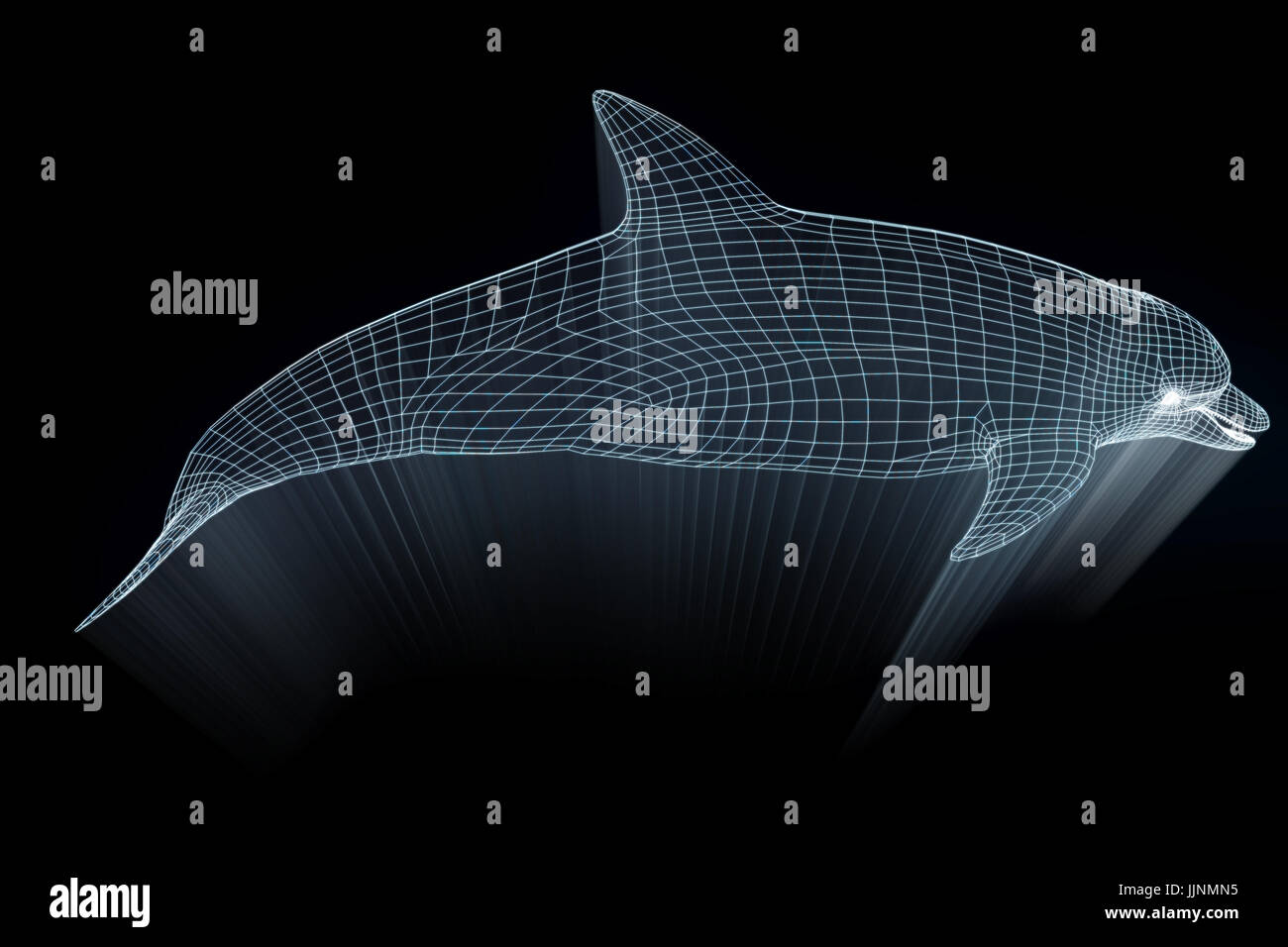 Dolphin in Hologram Wireframe Style. Nice 3D Rendering Stock Photo - Alamy