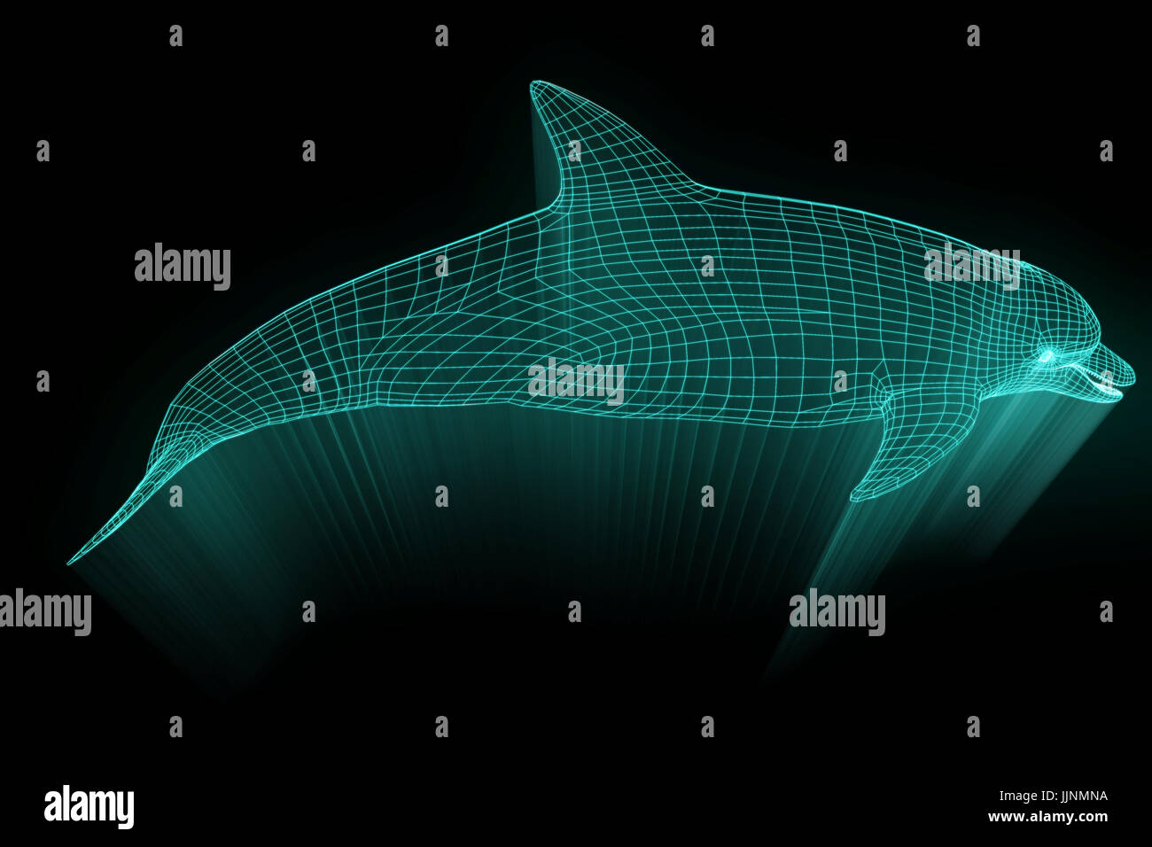 Dolphin in Hologram Wireframe Style. Nice 3D Rendering Stock Photo - Alamy