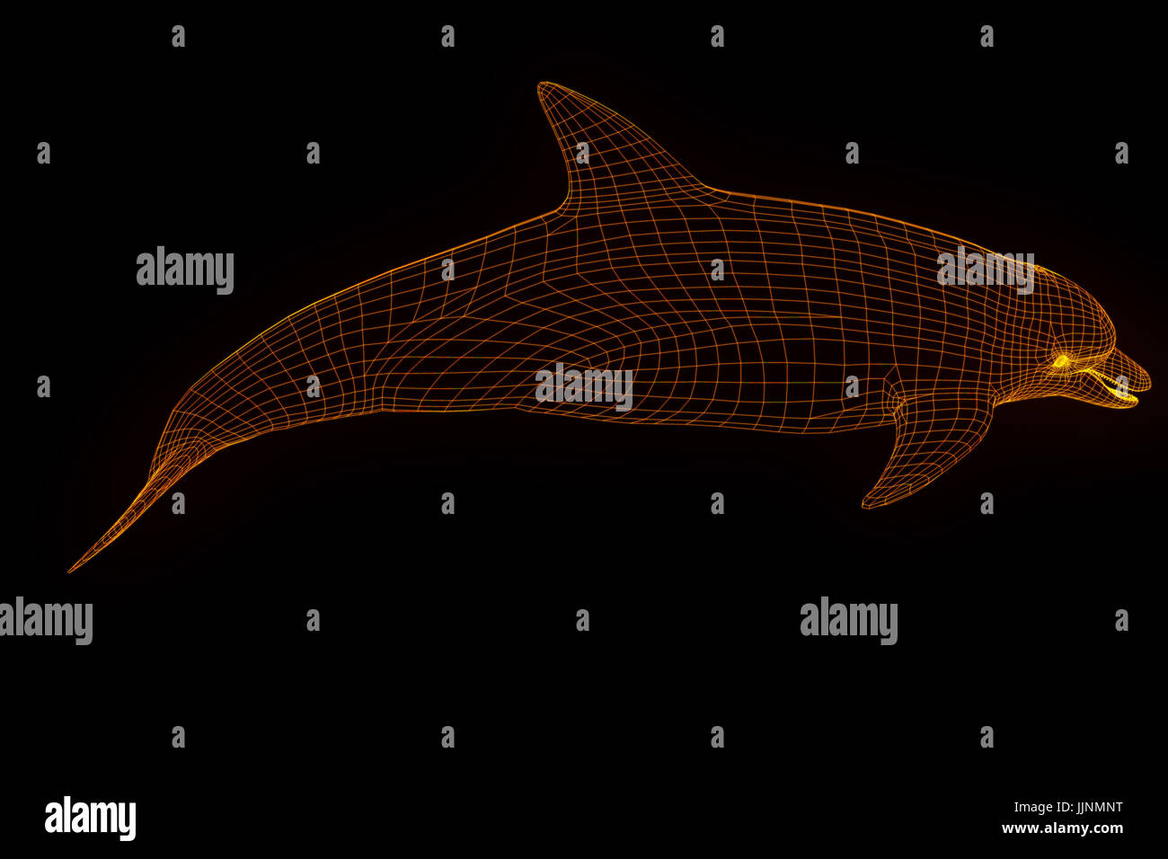 Dolphin in Hologram Wireframe Style. Nice 3D Rendering Stock Photo - Alamy