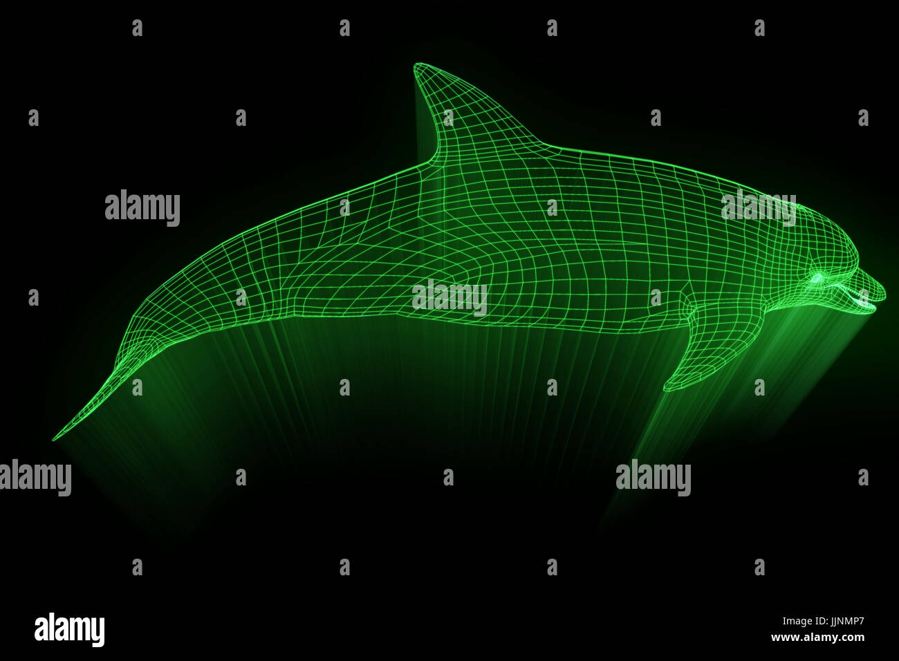 Dolphin in Hologram Wireframe Style. Nice 3D Rendering Stock Photo - Alamy