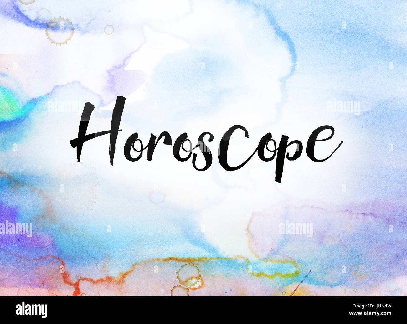 The word Horoscope concept and theme written in black ink on a colorful ...