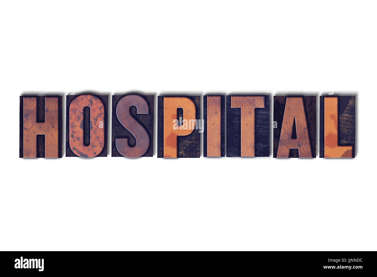 The word Hospital concept and theme written in vintage wooden ...