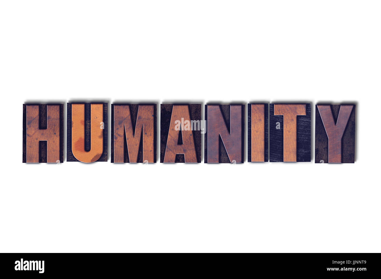The word Humanity concept and theme written in vintage wooden ...