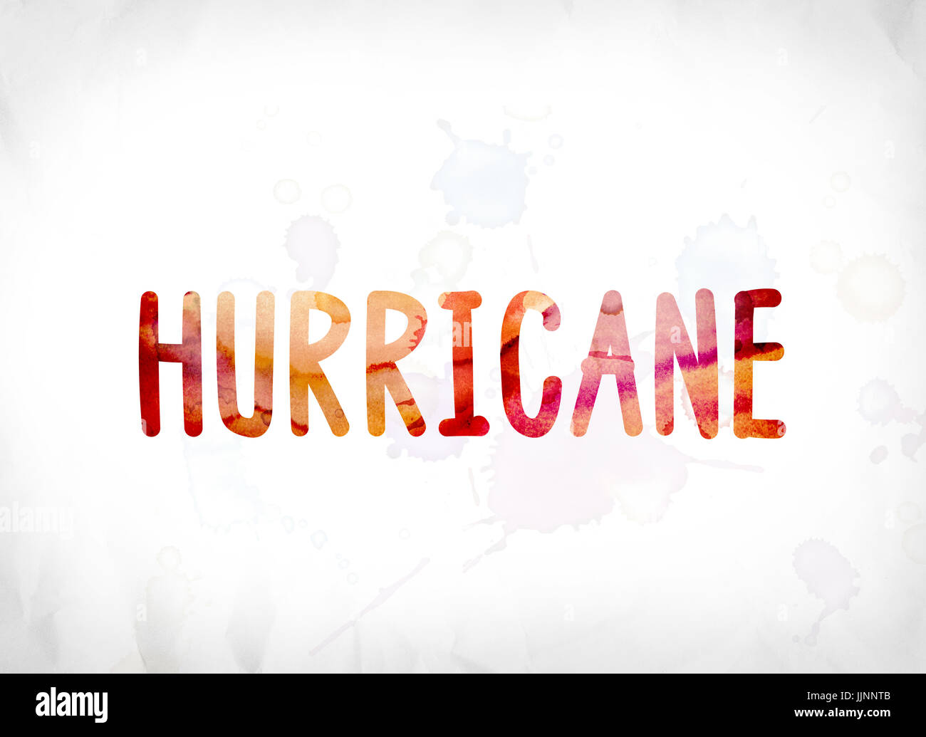 The word Hurricane concept and theme painted in colorful watercolors on ...