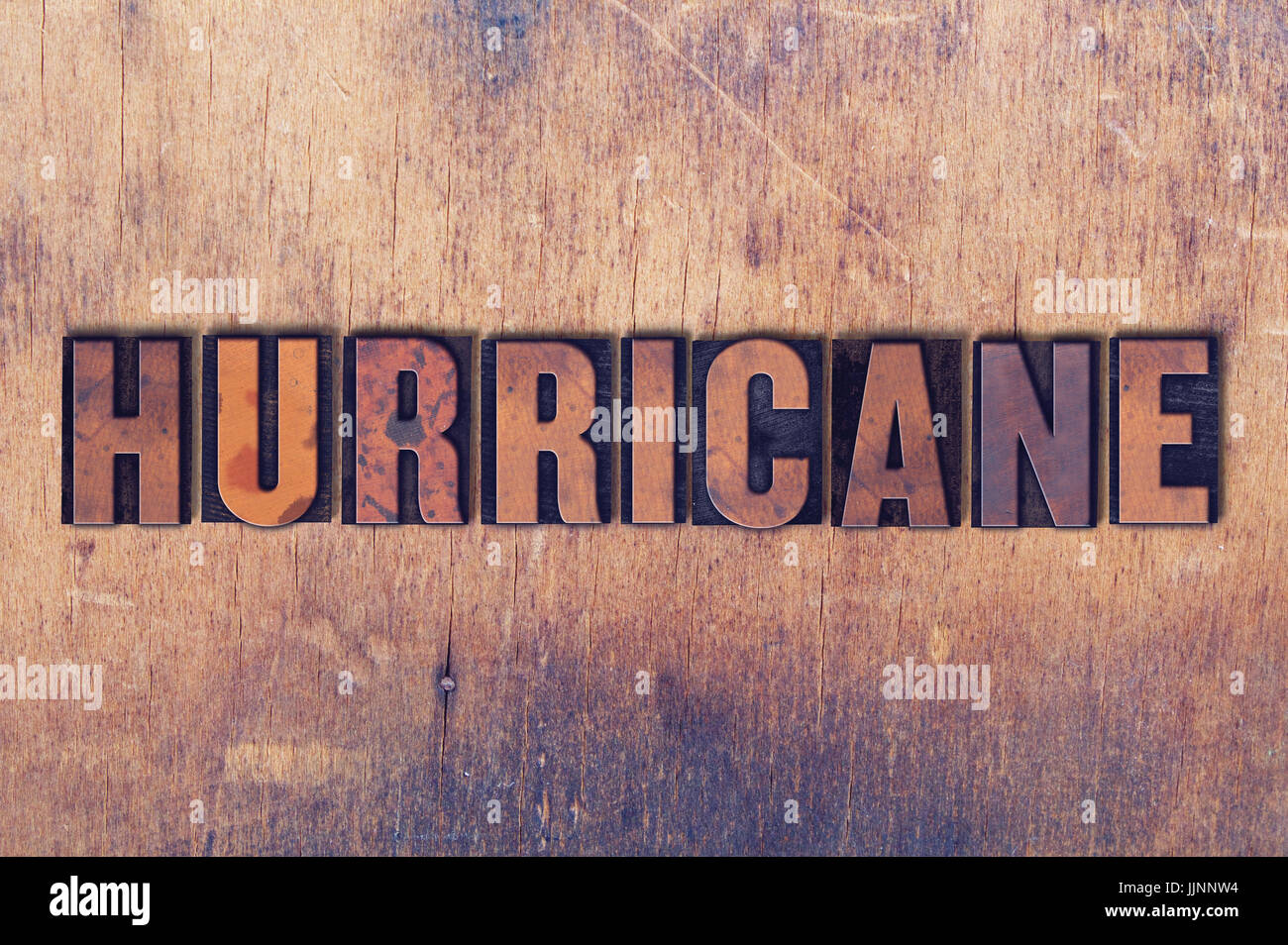 The word Hurricane concept and theme written in vintage wooden ...
