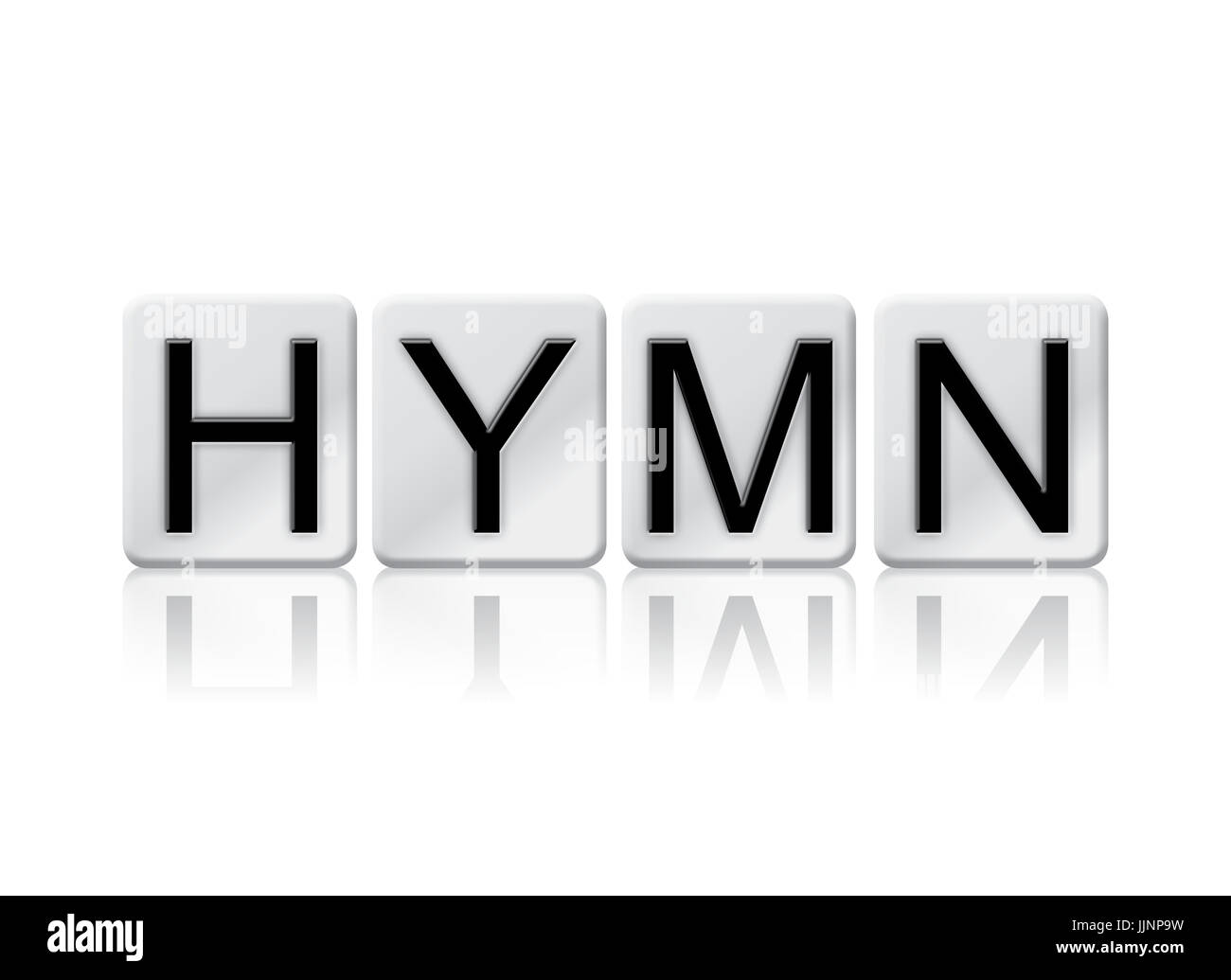 The word Hymn concept and theme written in white tiles and isolated on ...